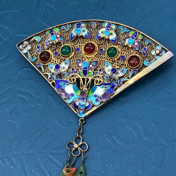 Unique Vintage | Jewelry | Vintage Chinese Brooch With Cabochon Set ...